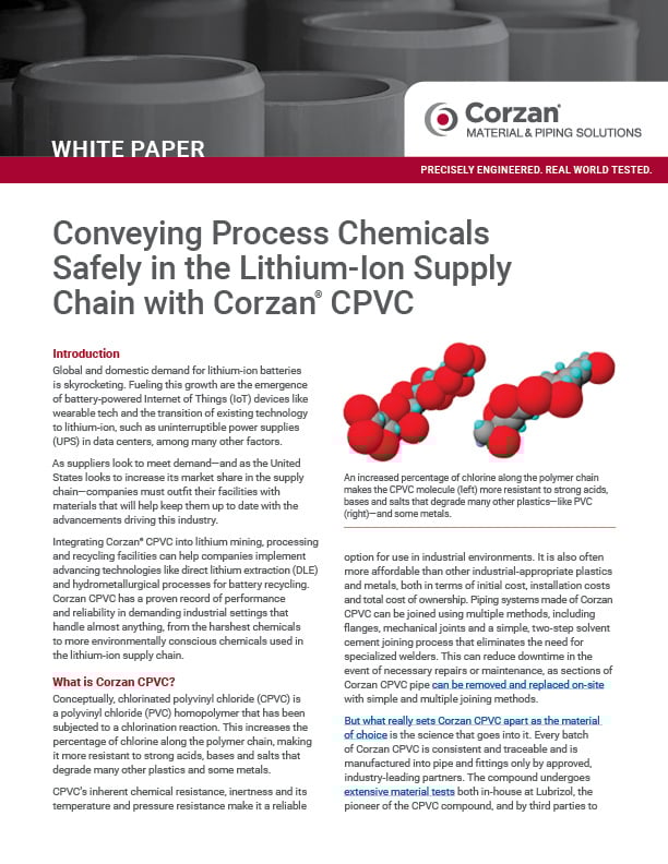Corzan® CPVC and the Lithium Battery Supply Chain White Paper | Corzan ...
