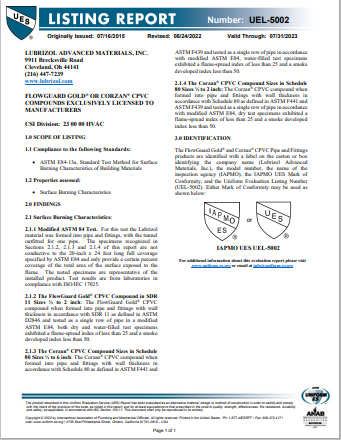Plenum Rating | Corzan® Material and Piping Solutions | Corzan® CPVC