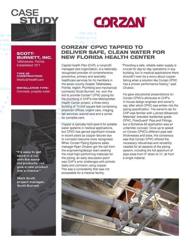 Corzan® Delivers Safe, Clean Water for Florida Health Center | Corzan® CPVC